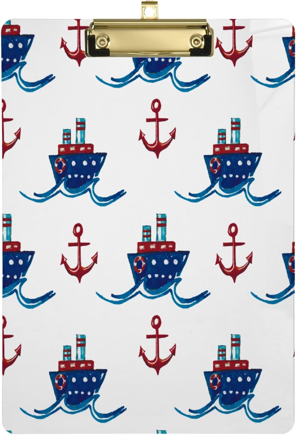 FMSHPON Cartoon Blue Red Anchor Boat Clipboard Hardboard Wood Nursing ...