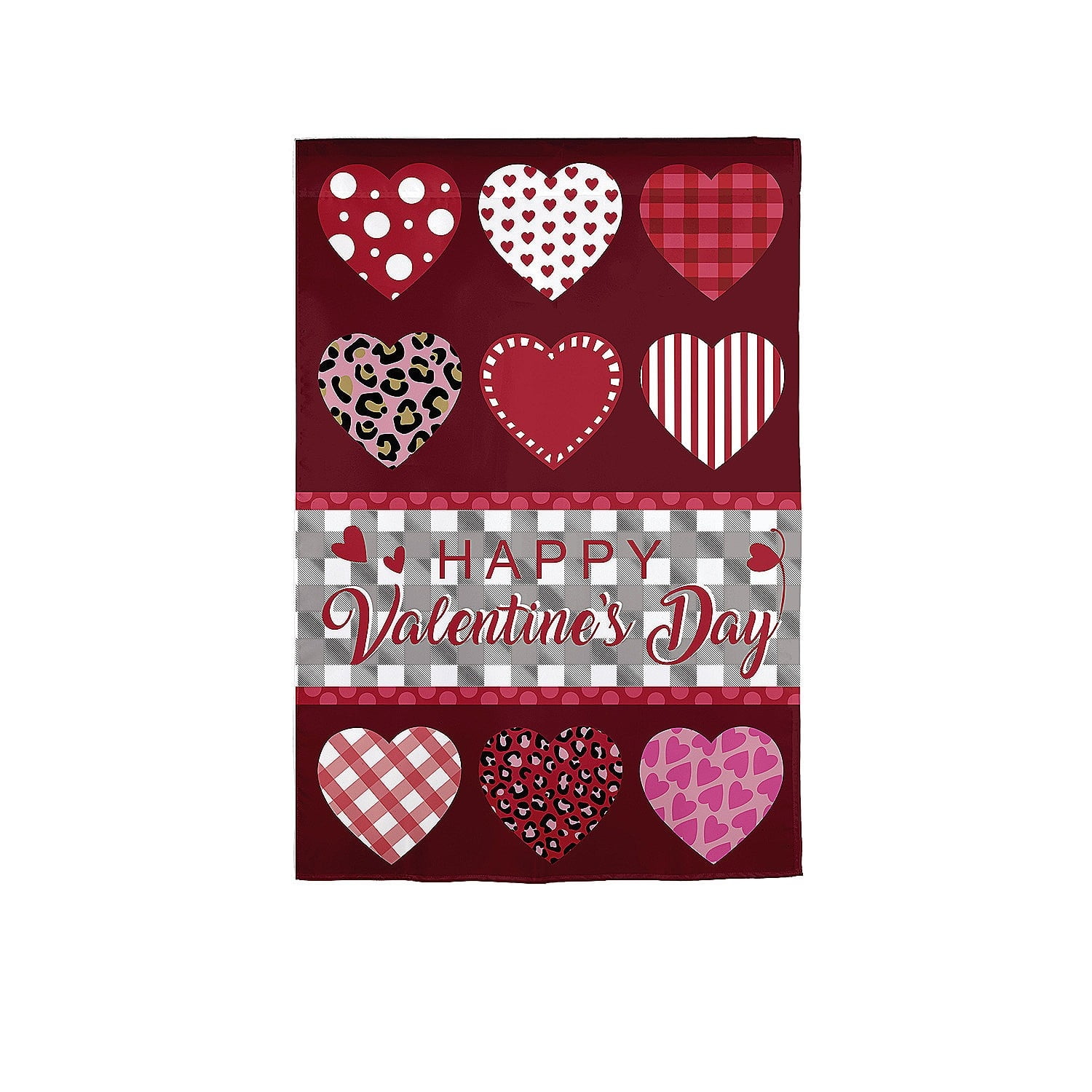 Evergreen Patterned Hearts Garden Applique Flag 12.5 x 18 Inches Indoor ...
