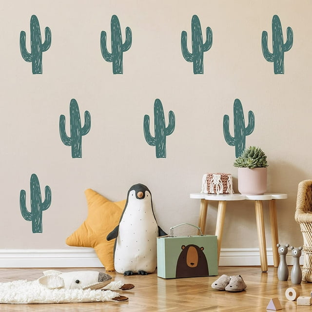 Decalcomania Wall Decor Cactus Wall Decals - Set of 12 Cactus Desert ...