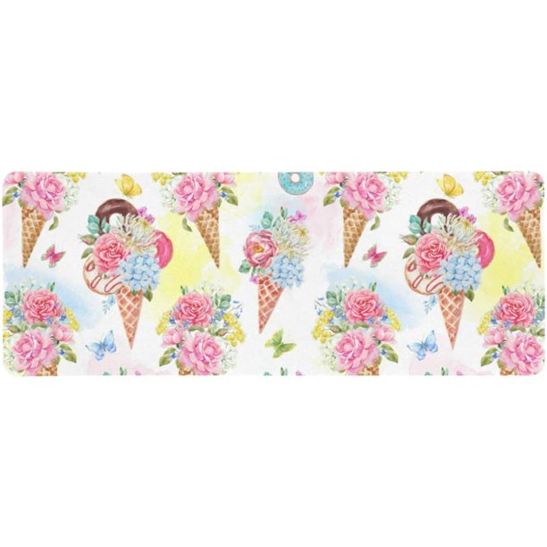 RYLABLUE Watercolor Ice Cream Cone with Flowers Roses Blue Hydrangea ...