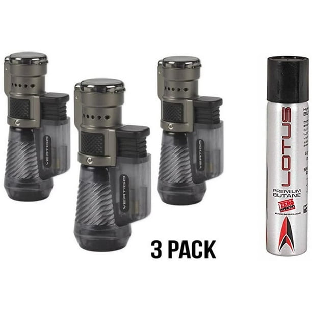 Vertigo by Lotus Cyclone Triple Torch Cigar Lighter Charcoal 3 Pack ...