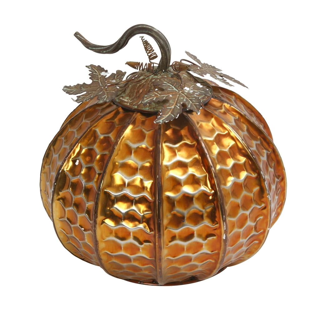 15.5 Inch Shiny Hammered Copper Metal Pumpkin - Walmart.com - Walmart.com