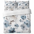 Blue Light Brown Flower Leaves Queen Size Bed Set,Spring Floral Bedding ...