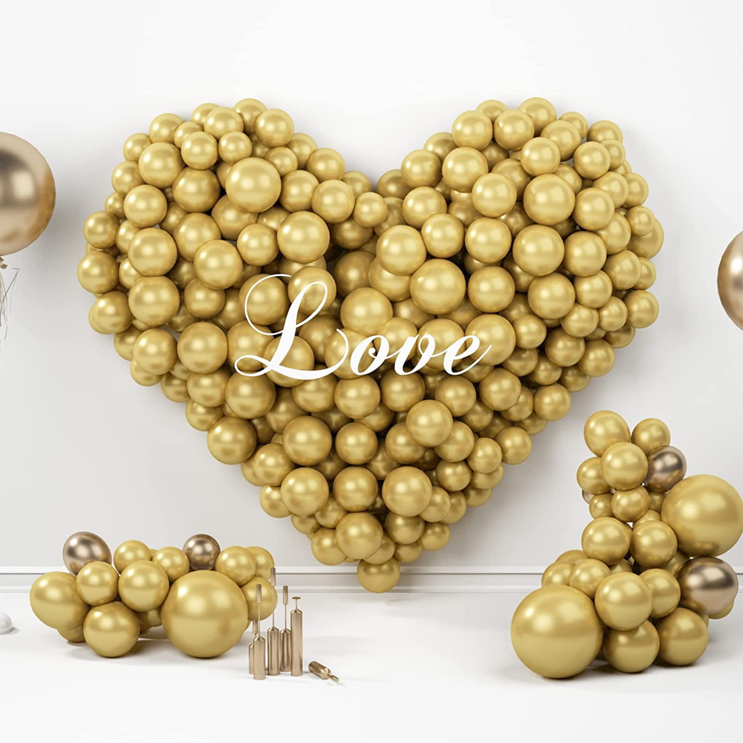 12 Inch Balloon set - Golden Party Latex Balloons Kit for Birthday ...