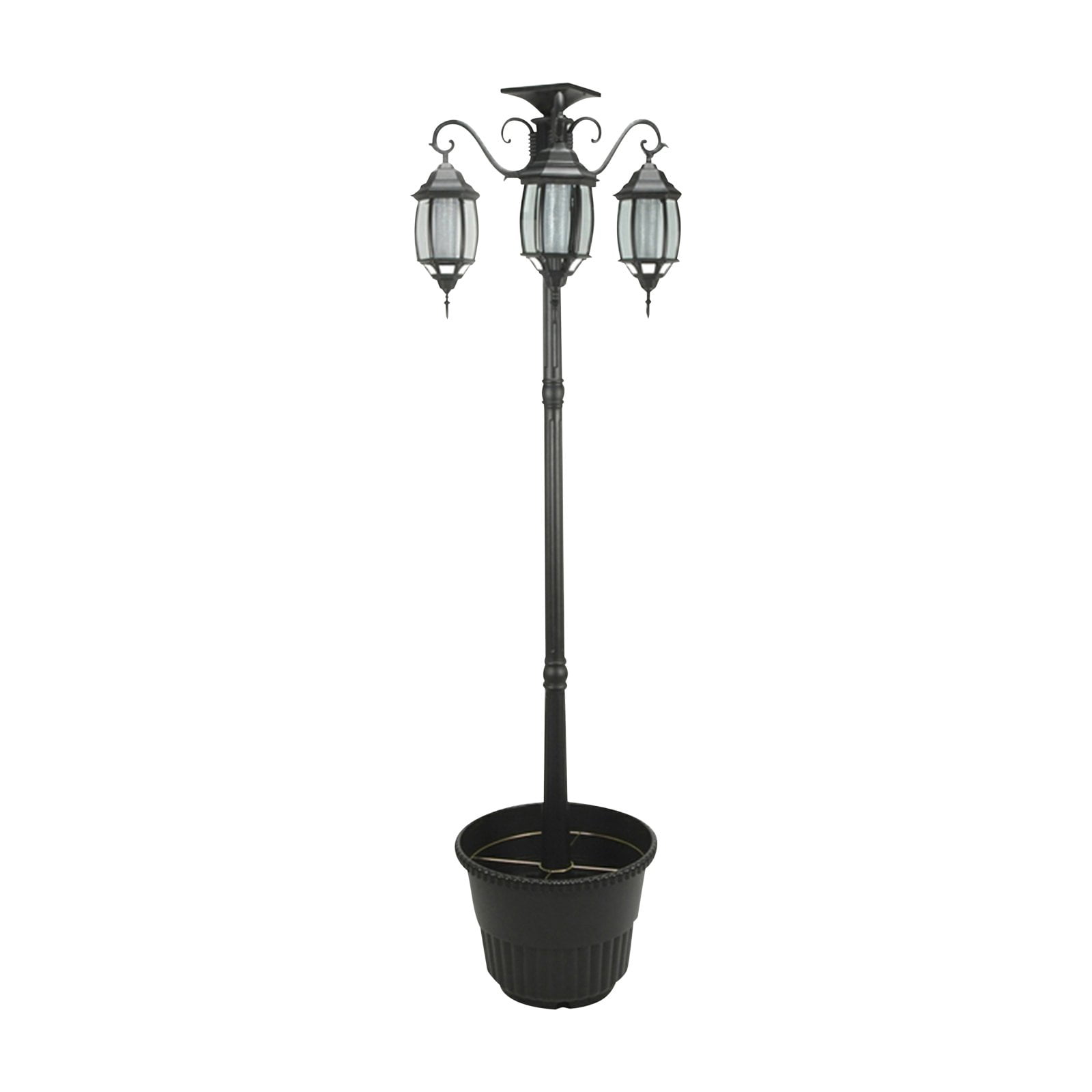 Large Three Light Solar Street Lamp with Planter Base - Walmart.com ...