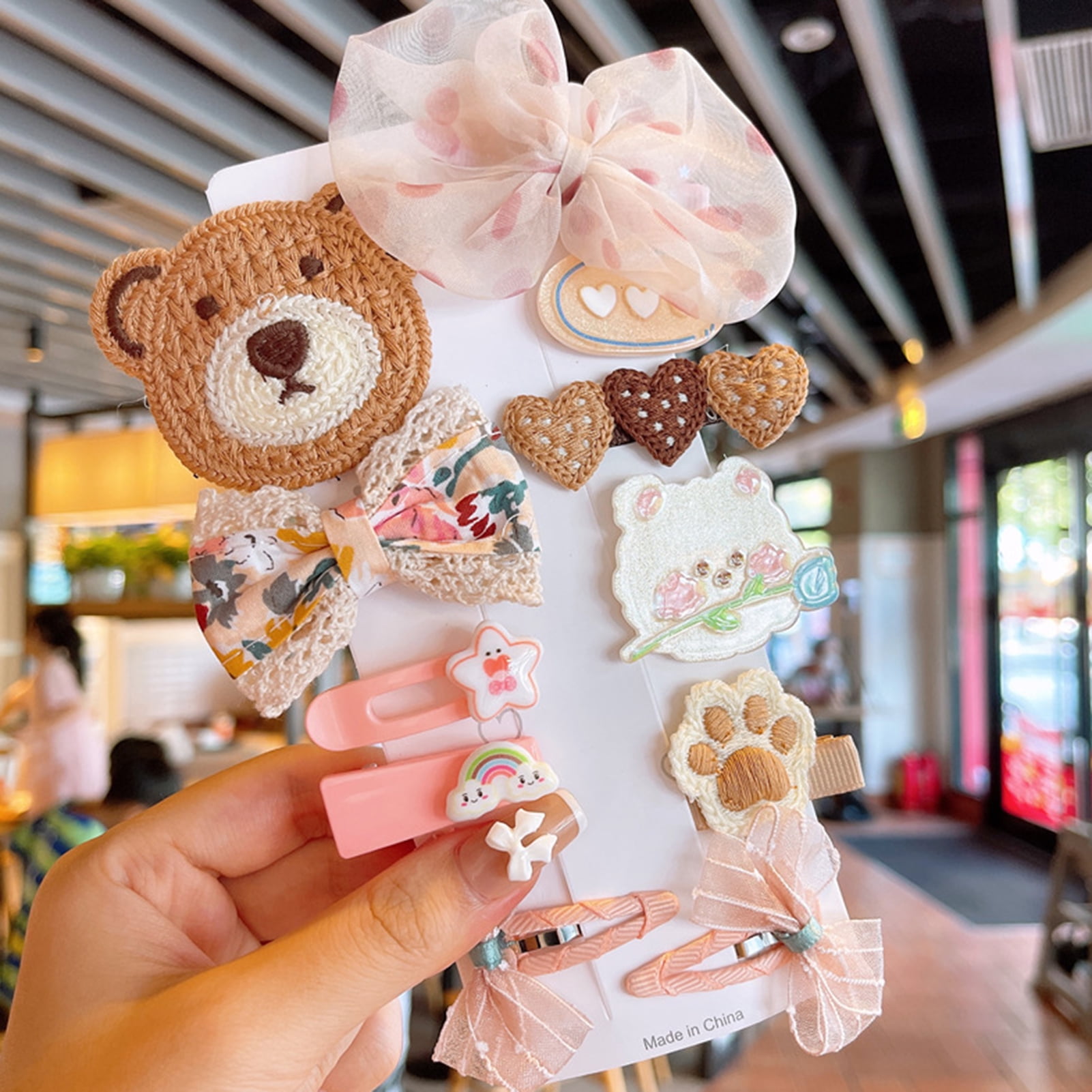 SJENERT 11pcs Cute Hair Clips Pink Hair Barrettes Cartoon Hairpins for ...