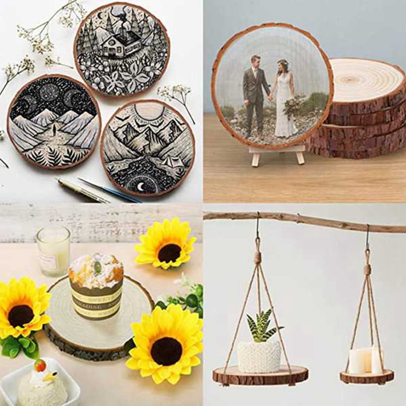 10Pcs/Lot Pine Wooden Chips Cut Pieces Wood Log Sheet Rustic Wedding ...