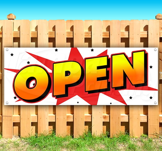 Open 13 oz Vinyl Banner With Metal Grommets - Walmart.com