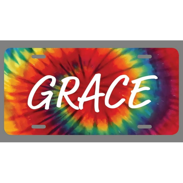 Grace Name Tie Dye Style License Plate Tag Vanity Novelty Metal | UV ...