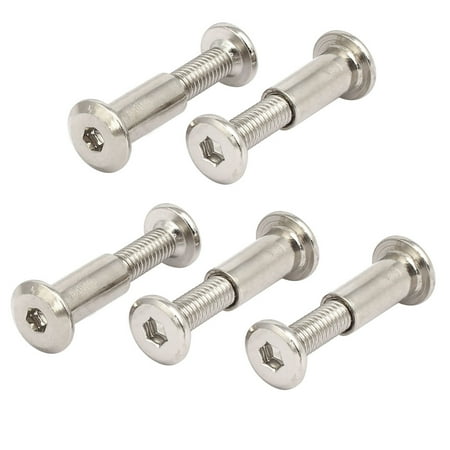 M6x25mm Male Thread Cabinet Hex Socket Head Screw Post Silver Tone 5pcs ...