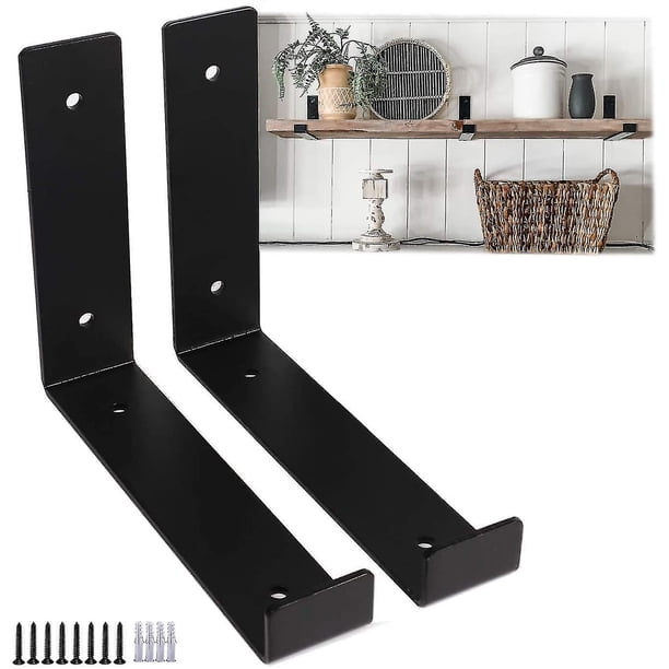2 Pieces Black Shelf Brackets 25cm - Heavy Duty Wall Garage Bracket ...