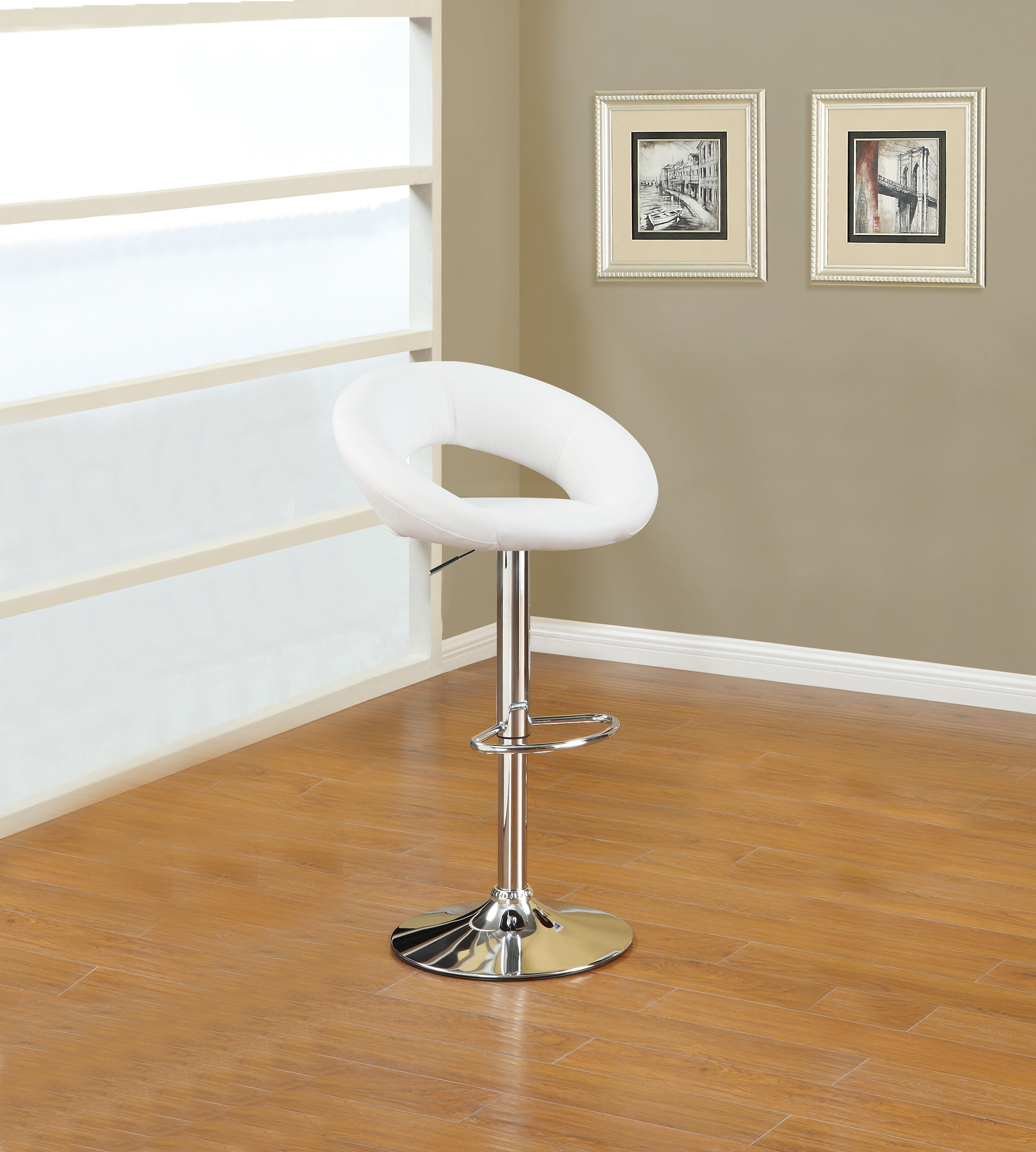 CoSoTower White Faux Leather Stool Adjustable Height Chairs Set Of 2 ...
