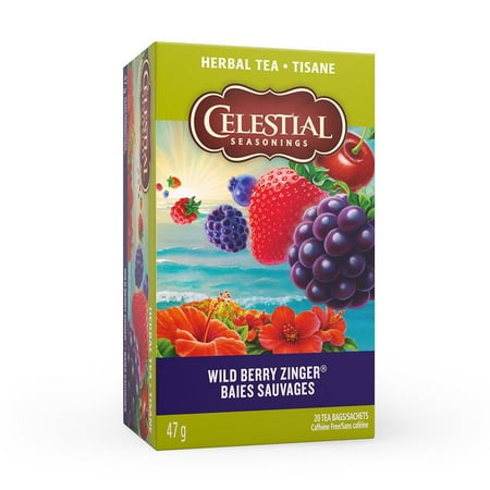 Celestial Seasonings Wild Berry Zinger Herbal Tea, 20 Count, Herbal ...