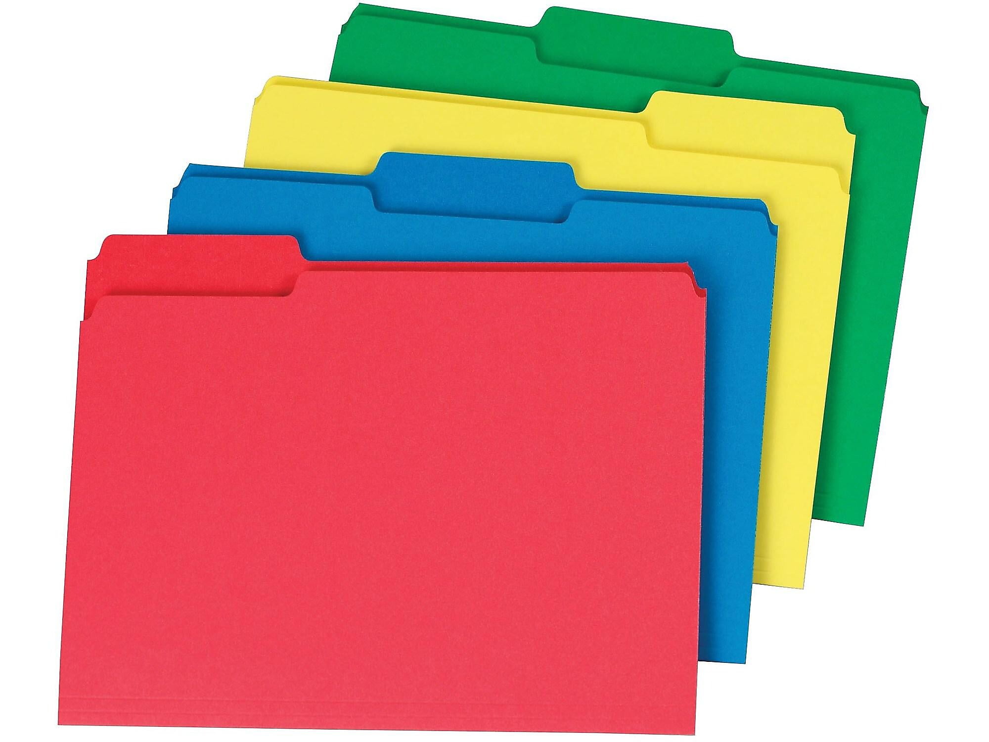 MyOfficeInnovations Colored Top-Tab File Folders 3 Tab Assorted Colors ...