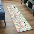 Easter Washable Area Rug 2 x 6 ft Spring White Bunny Tail Colored Eggs ...