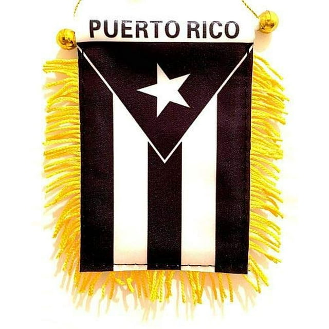 Puerto Rico Black & White Window Hanging Flag - Rear view Mirror ...