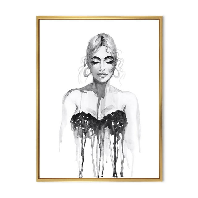 Designart Monochrome Portrait of Woman Wearing Evening Dress FLOAT ...