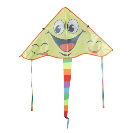 TOPINCN Portable Children Triangle Shape Cartoon Kite Smile Pattern Toy ...
