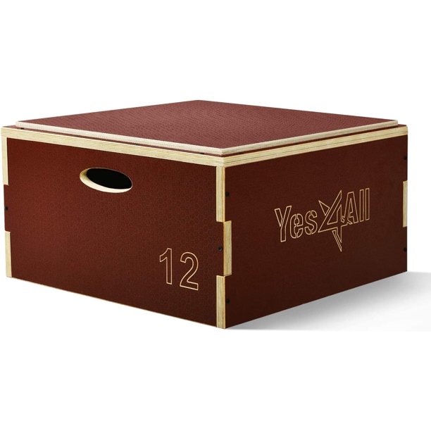 Yes4All 12 in Stackable Wooden Plyo Box, with Anti-Slip Surface for ...