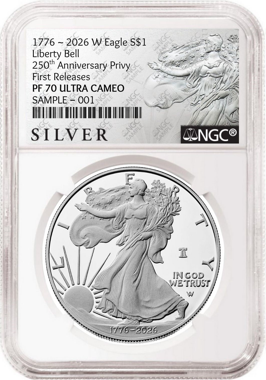 2026 W 250th Anniversary Proof Silver Eagle NGC PF 70 UC, FR ALS ...