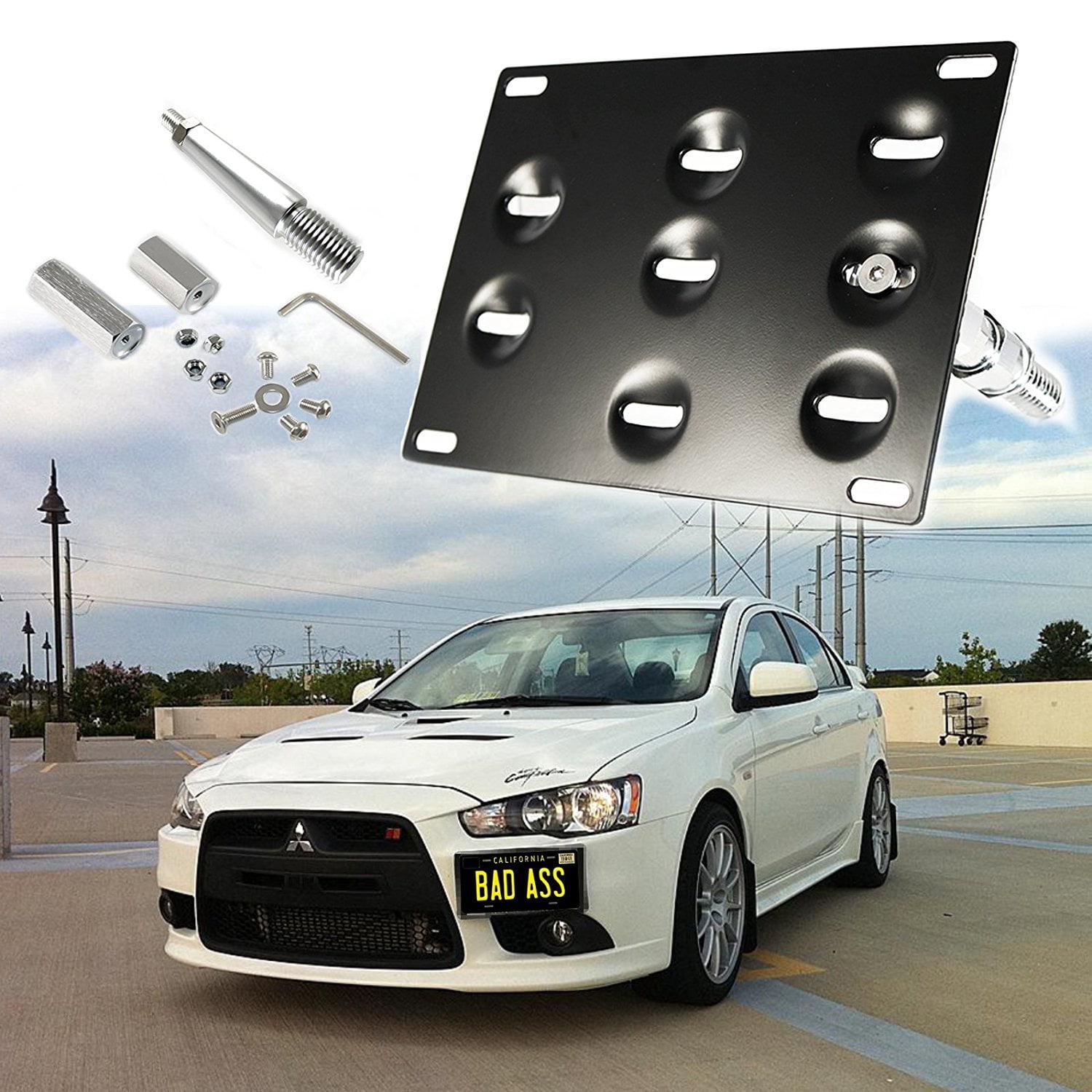 Xotic Tech 1 Set Front Tow Hook License Plate Bumper Mounting Bracket ...