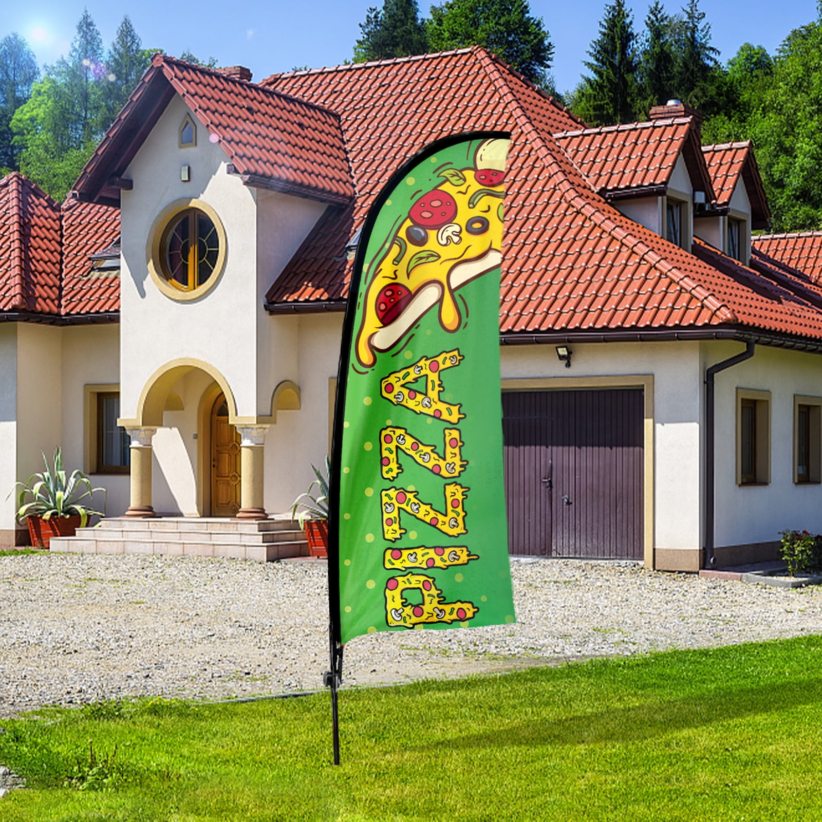 QSUM Pizza Themed Feather Flag,7FT Pizza Restaurant Advertising Swooper ...