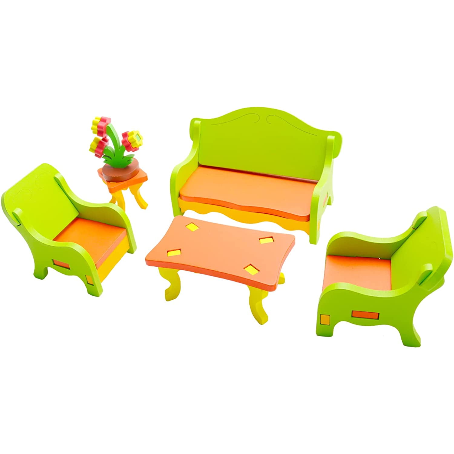 Miniature Living Room Furniture Set Mini DIY Wooden Furniture Small 3D ...