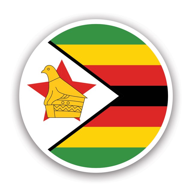 Round Zimbabwean Flag Sticker Decal - Self Adhesive Vinyl - Weatherproof - Made in USA ...