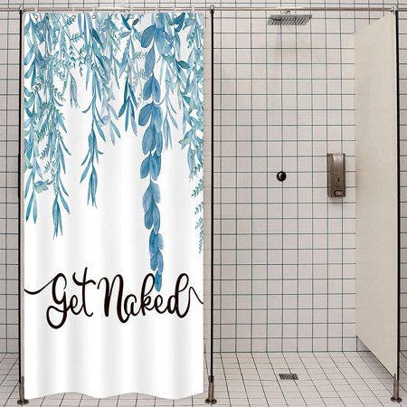 SHTUUYINGGBlue Leaves Get Naked Stall Shower Curtain 35Wx71H Inch ...