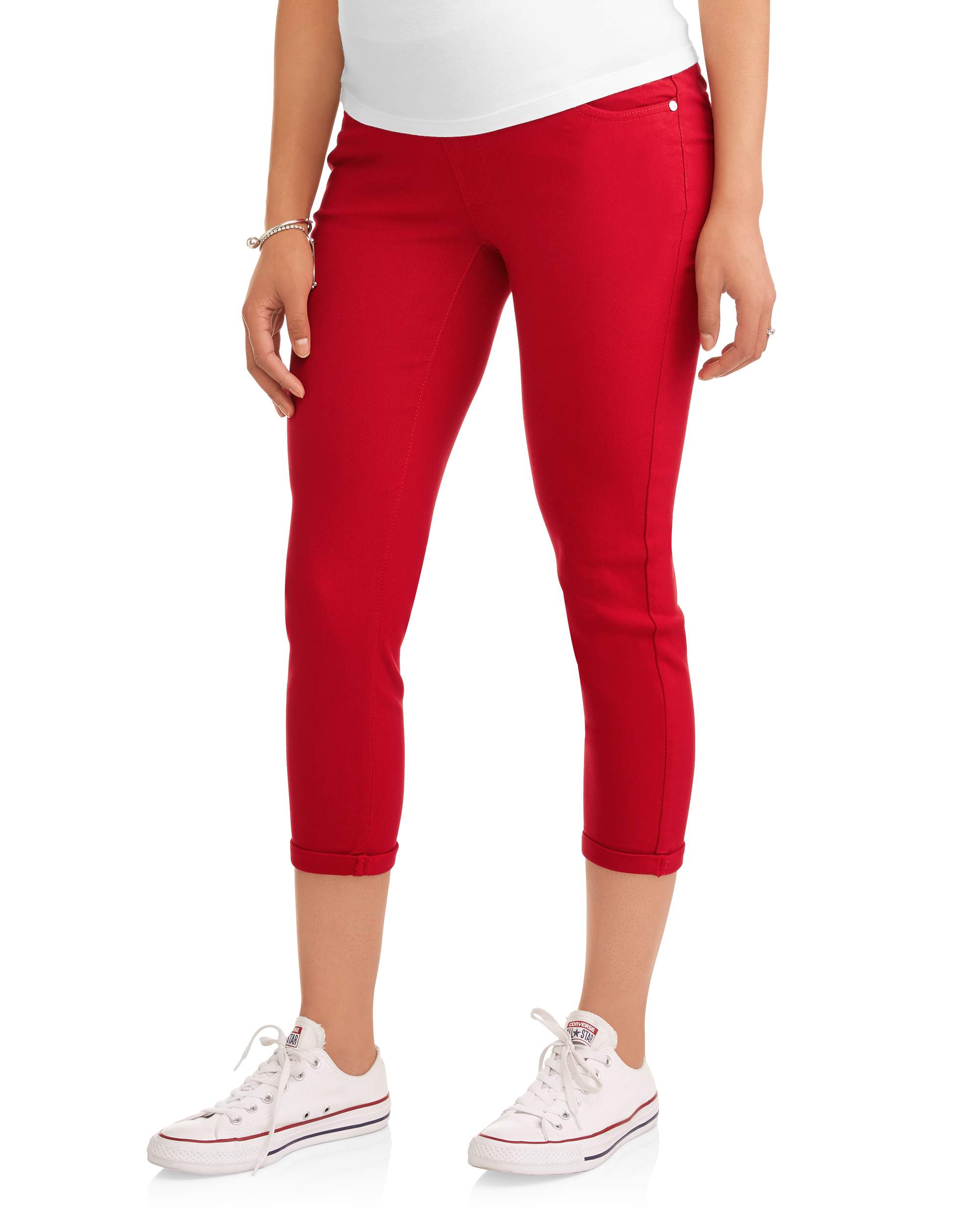 Maternity Demi Panel Stretch Twill Skinny Capri With 5 Pockets And Roll maternity-demi-panel-stretch-twill-skinny-capri-with-5-pockets-and-roll