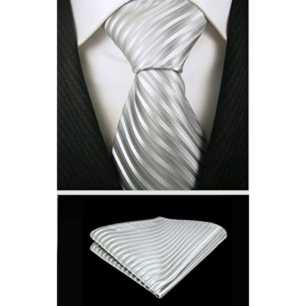 Scott Allan Silver Tie and Pocket Square Set | Jacquard Woven Necktie ...