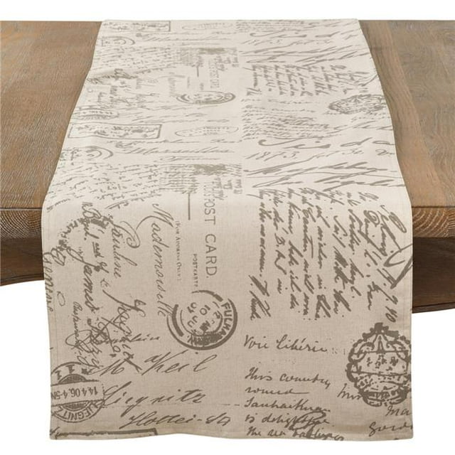 Saro Lifestyle Vintage Script Print Design Table Runner - Walmart.com