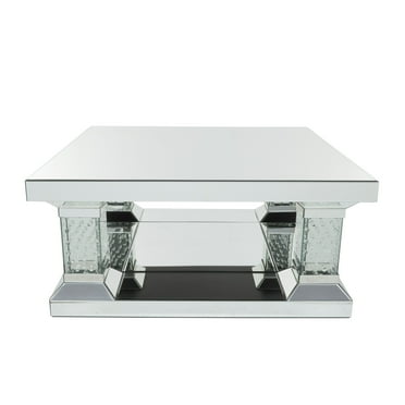 Glam Mirrored Coffee Table with Beautiful Crystal Diamond Accent for ...