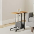 C Shaped End Table, Folding TV Tray Couch Side Table for Sofa on Wheels ...