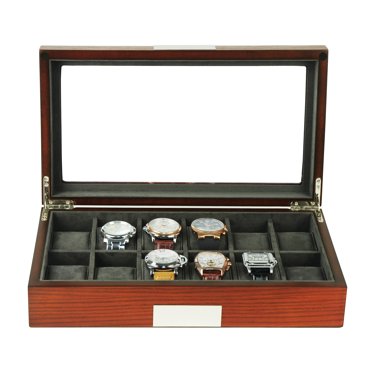 30 Piece Cherry Wood Watch Display Case Wall Stand Holds Watches up to ...