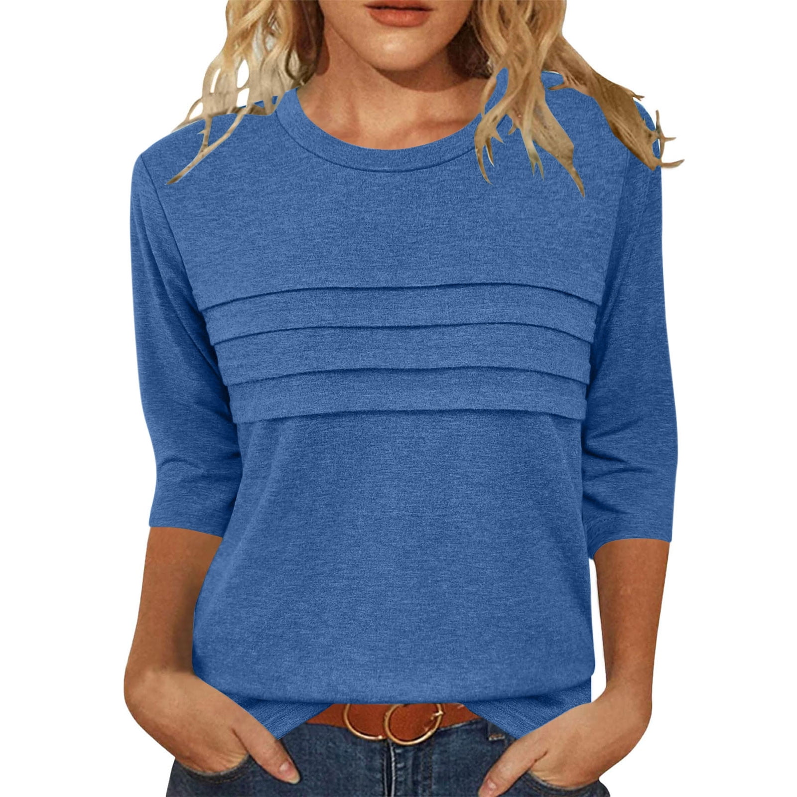 Click here for Hohaski Tops For Women Under $5 3/4 Sleeve Round N... prices