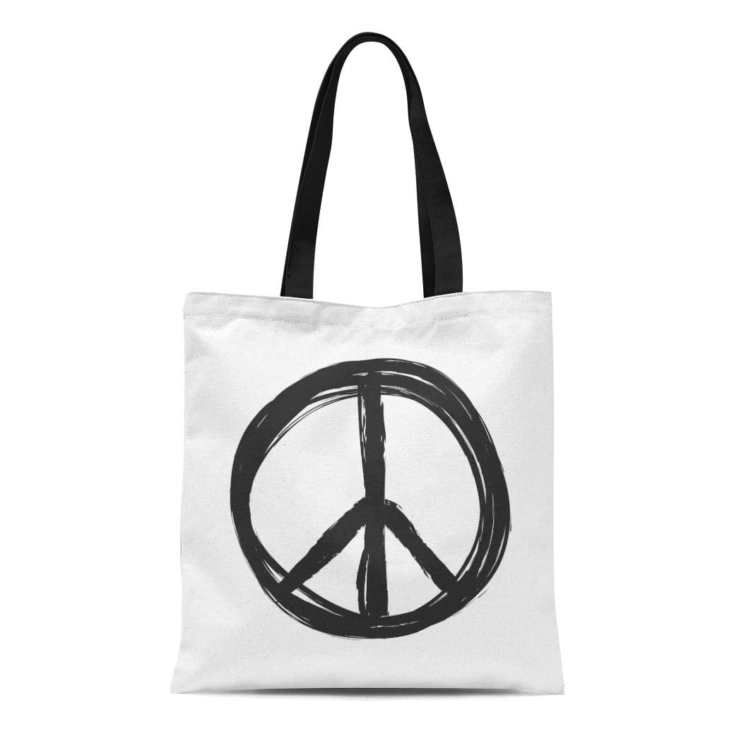 ASHLEIGH Canvas Tote Bag Sign Peace Symbol Hand Doodle Love Drawing ...