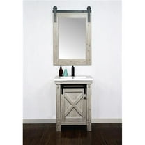 InFurniture Rustic Solid Fir 24 in. Barn Door Style Bathroom Vanity in ...