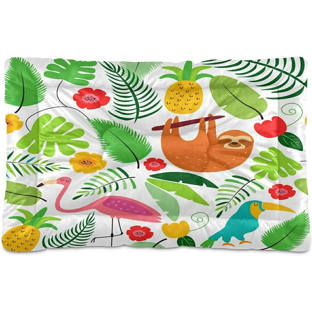 Sloth Pineapple Tropical Leaves Cat Bed, Ultra Soft Rectangle ...