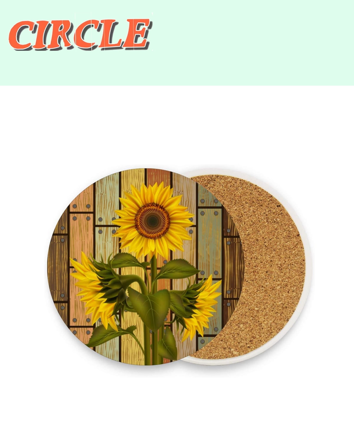 Moisture Absorbing Stone Coasters with Cork Base for Tabletop ...