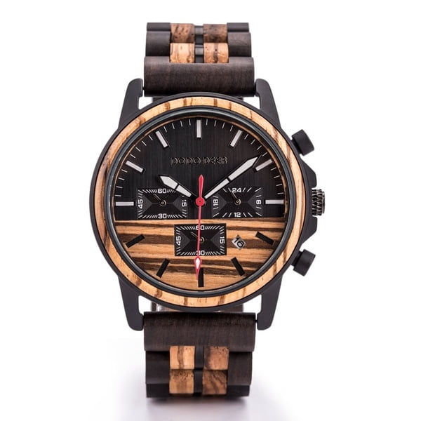 DODO DEER Mens Wooden Watch Natural Handmade Date Chronograph Wood ...