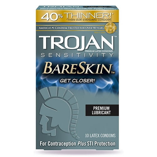 Trojan Sensitivity Bareskin Premium Latex Condoms - 10 Ea/Pack, 4 Pack ...