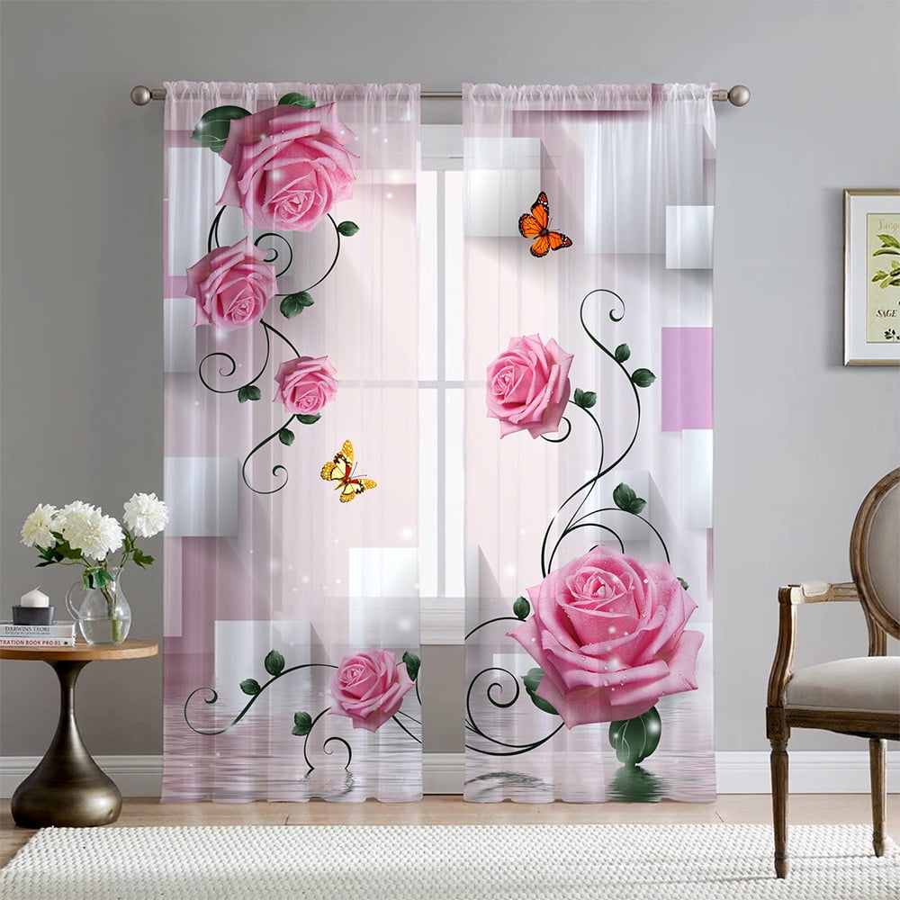 Sexy Dance Curtain Treatments Drapes Rod Pocket 3D Luxury Sheer Voile ...
