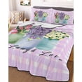 90x96in Quilt Bedding Set, Watercolor Tulip Lavender Flower Vase ...