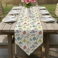 Colorful Flowers Table Runner Linen Burlap Table Runner 72 Inches Long ...