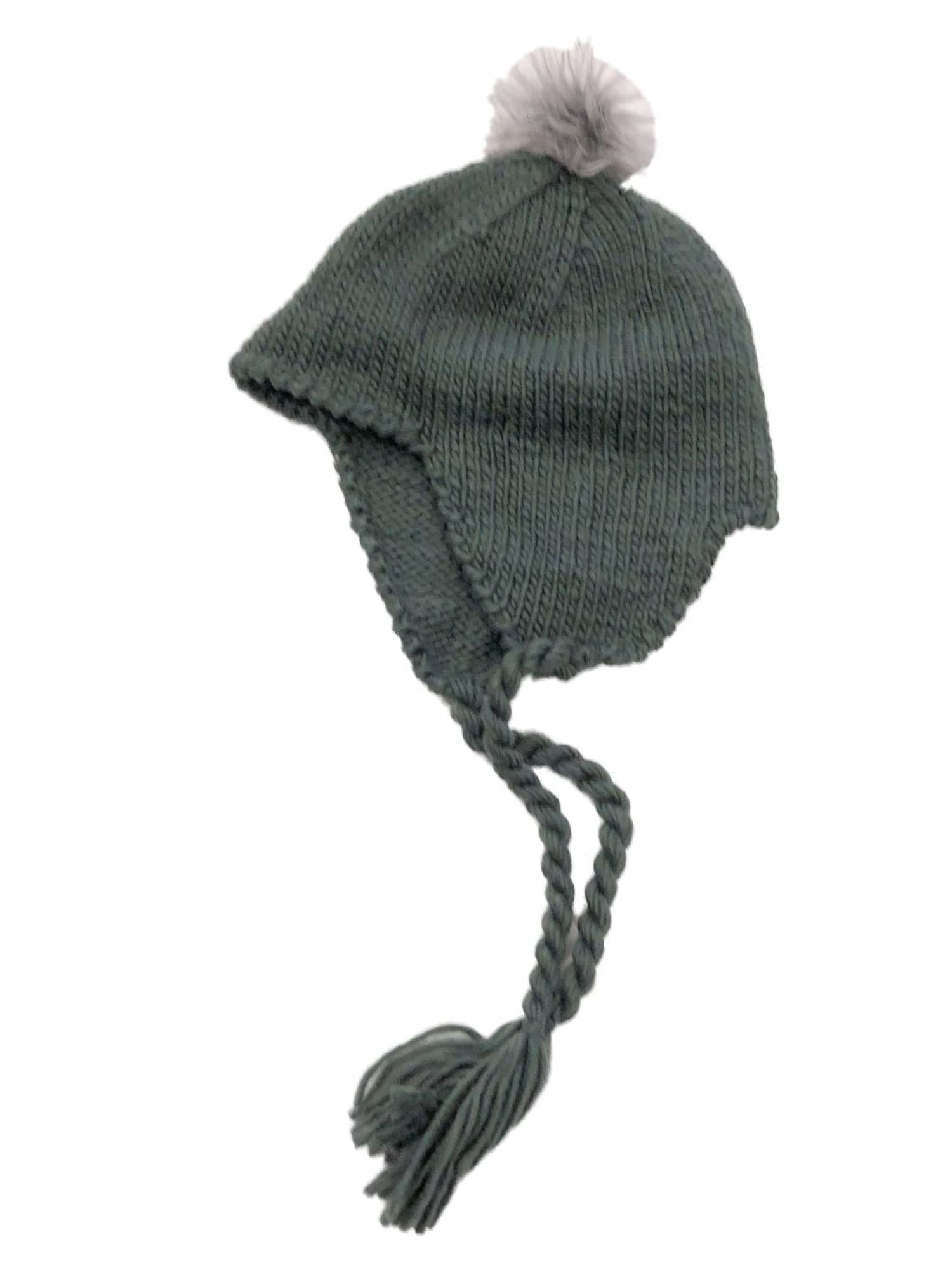 Womens Unlined Gray Knit Pom Peruvian Hat Knit Stocking Cap - Walmart.com