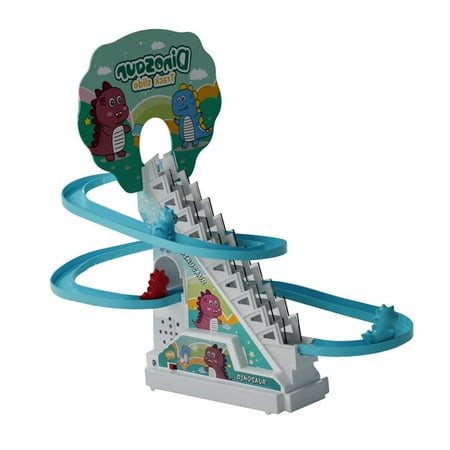 Dinosaur Climbing Stairs Toy with Flashing Lights & Music Slide Playset ...