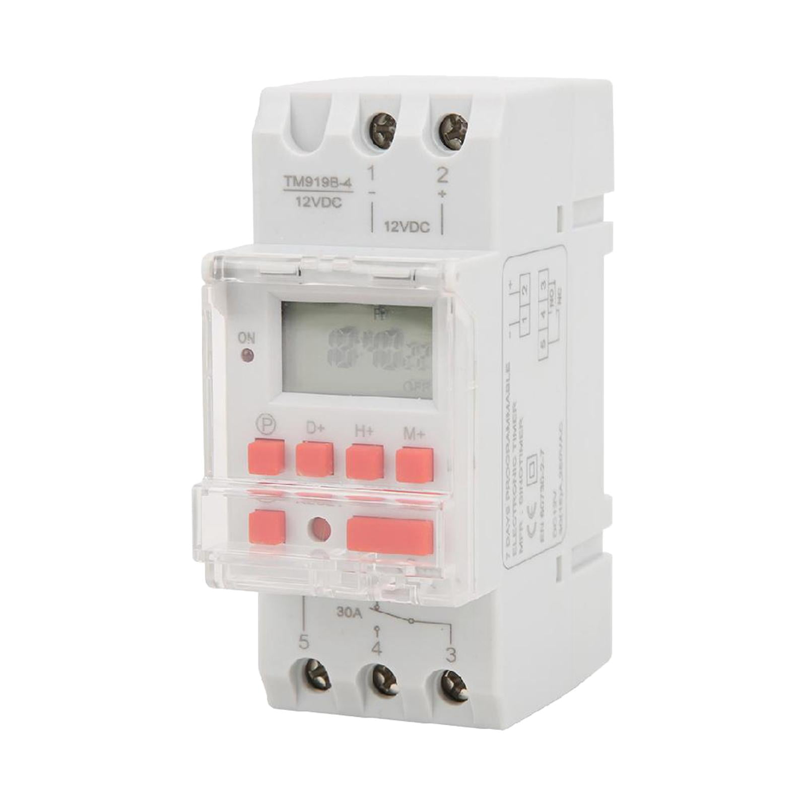 Electronic Timer Switch 12V DC 30A 16 On Off Timer Settings Din Rail ...