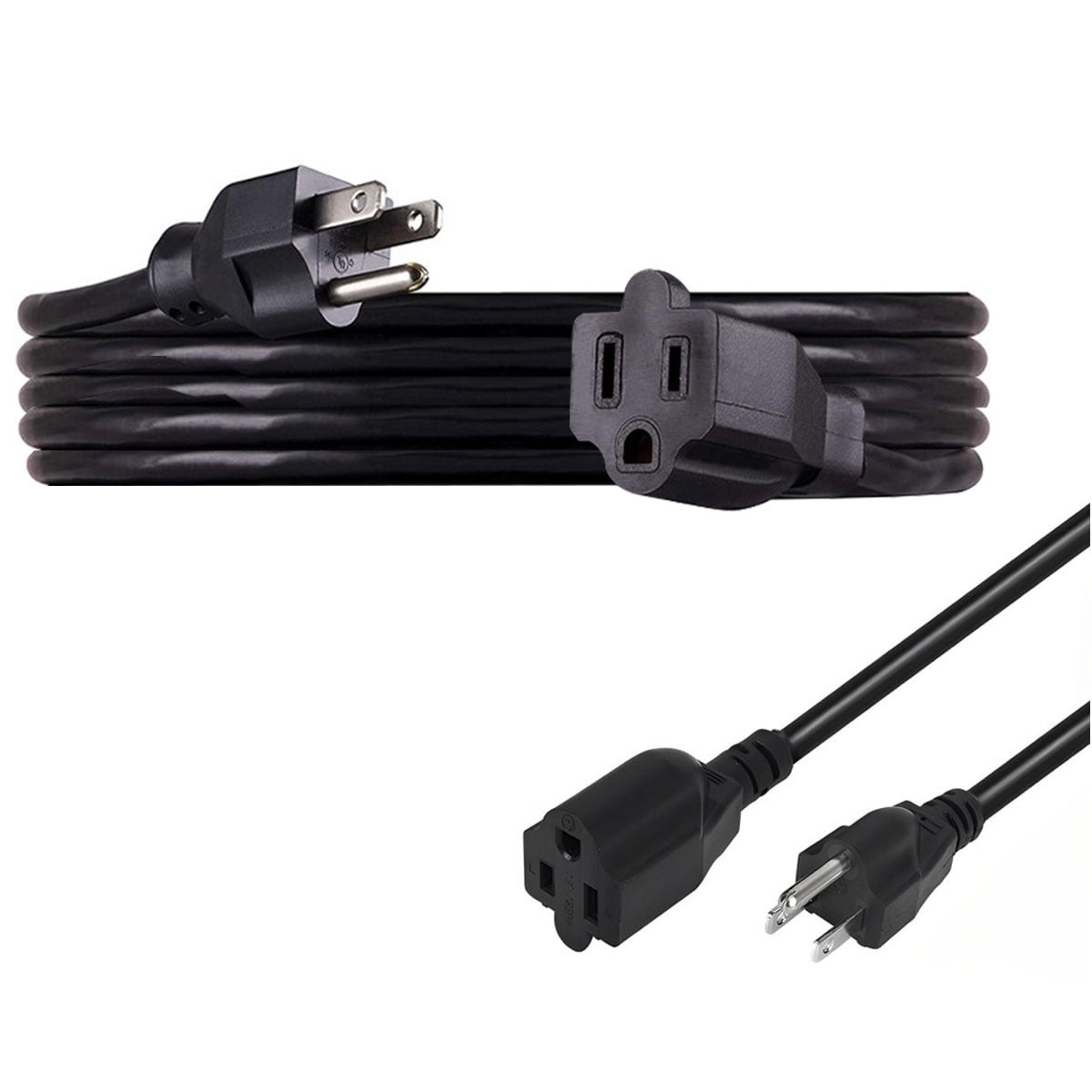 Extension Cord 5Ft, 3 Prong Grounded Outlets Plugs for Home, Office or ...