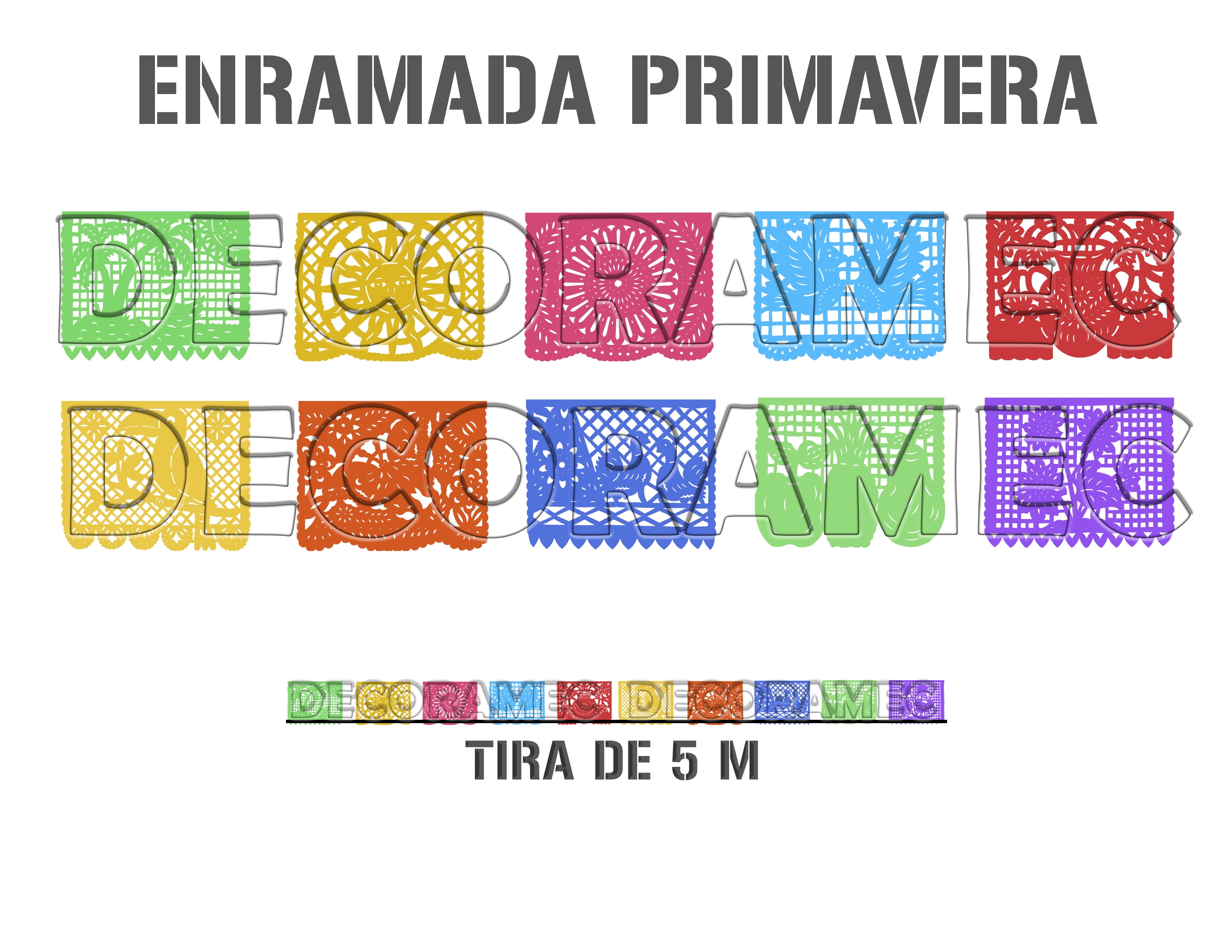 Papel picado | Guirnaldas | enramado | 5 tiras de 5 metros | diseño de ...